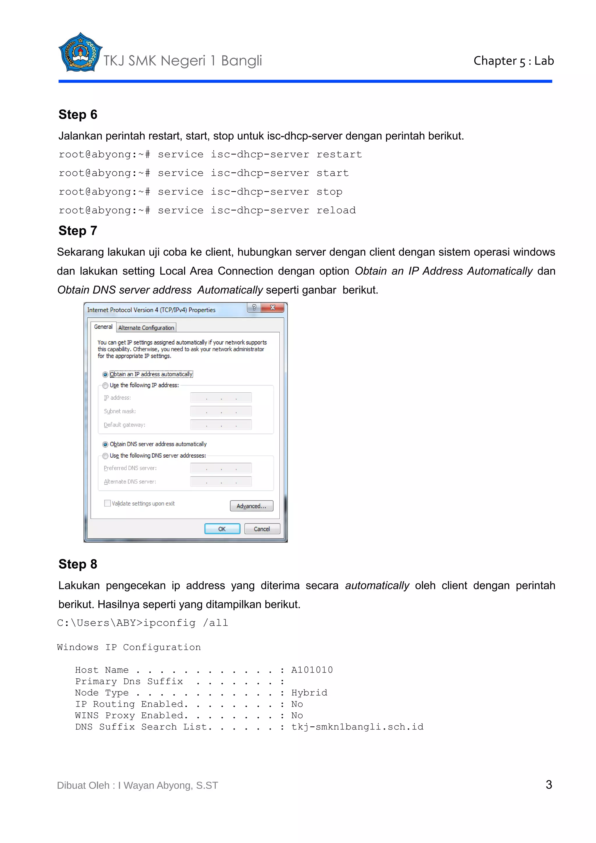 5.1 lab-instalasi dan konfigurasi dhcp | PDF