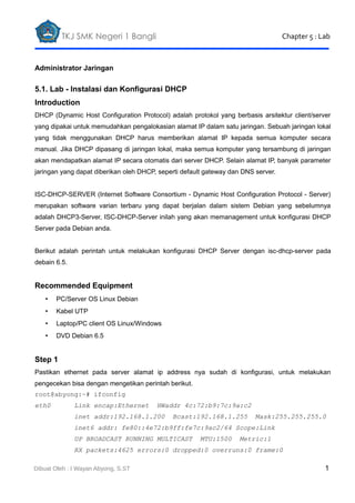 5.1 lab-instalasi dan konfigurasi dhcp | PDF