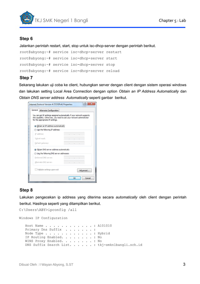 5.1 lab-instalasi dan konfigurasi dhcp | PDF