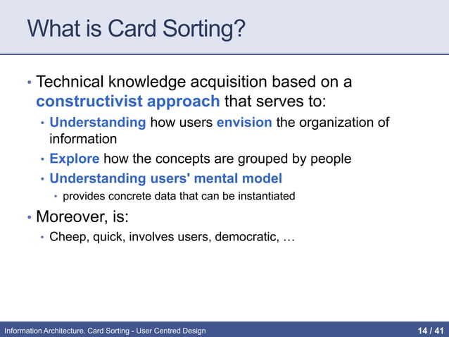 Information Architecture. Card Sorting | PPTX | Internet for Beginners ...