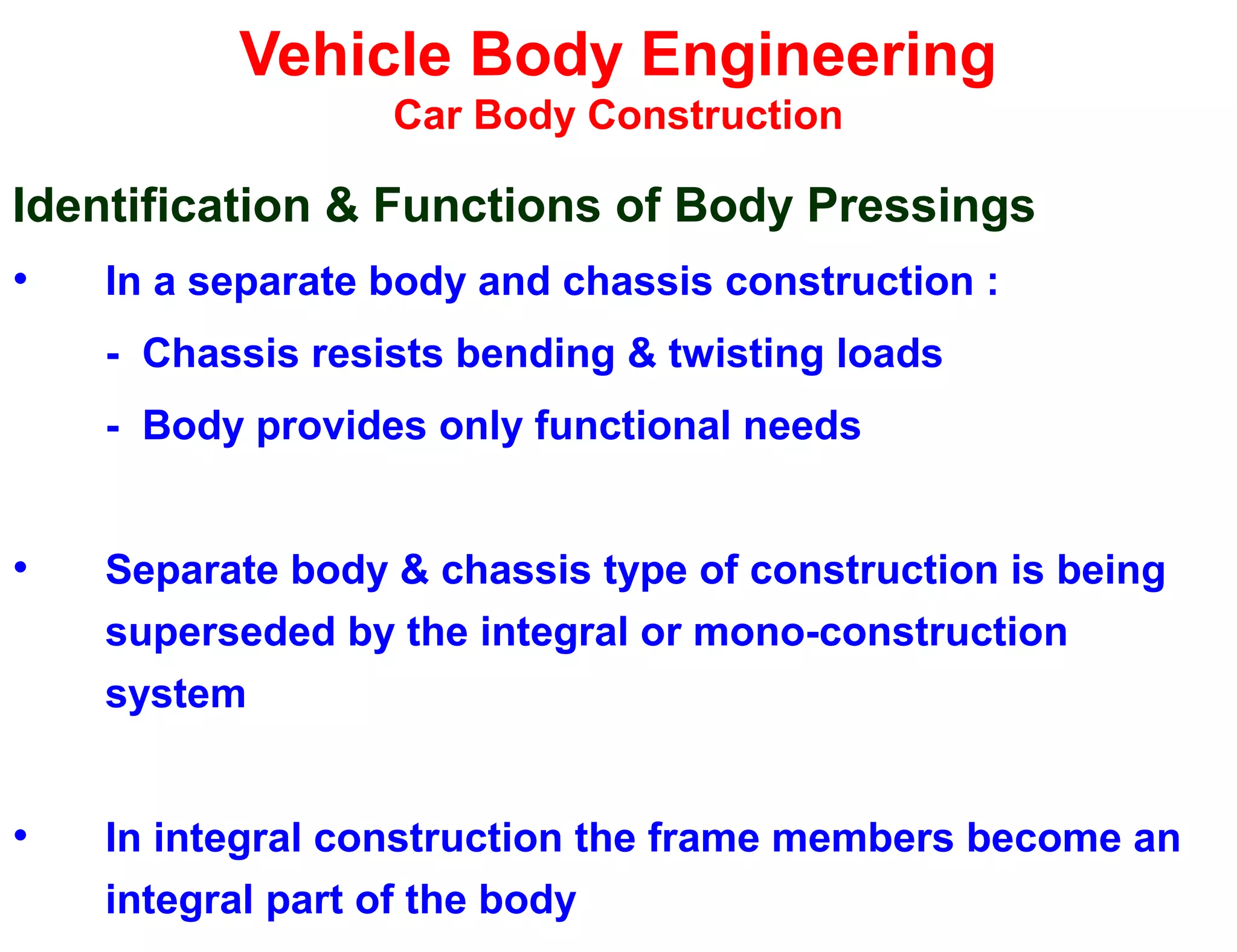 Vehicle Body Engineering Car Body Construction | PPT