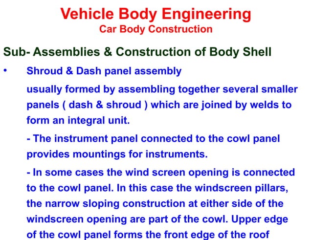 Vehicle Body Engineering Car Body Construction | PPT