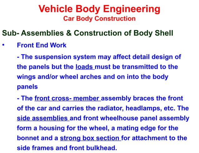 Vehicle Body Engineering Car Body Construction | PPT