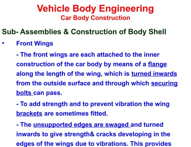 Vehicle Body Engineering Car Body Construction | PPT