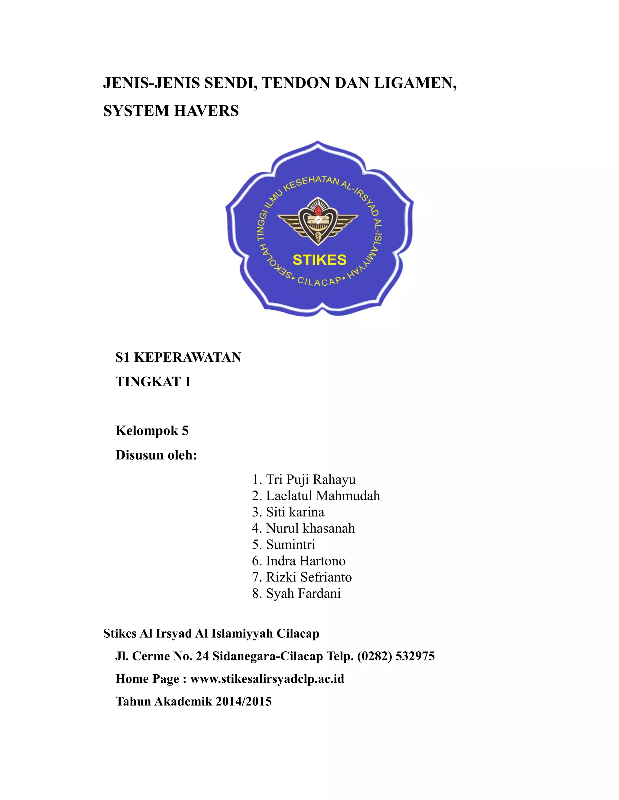 Jenis sendi, tendon, dan ligamen sistem haver | DOC