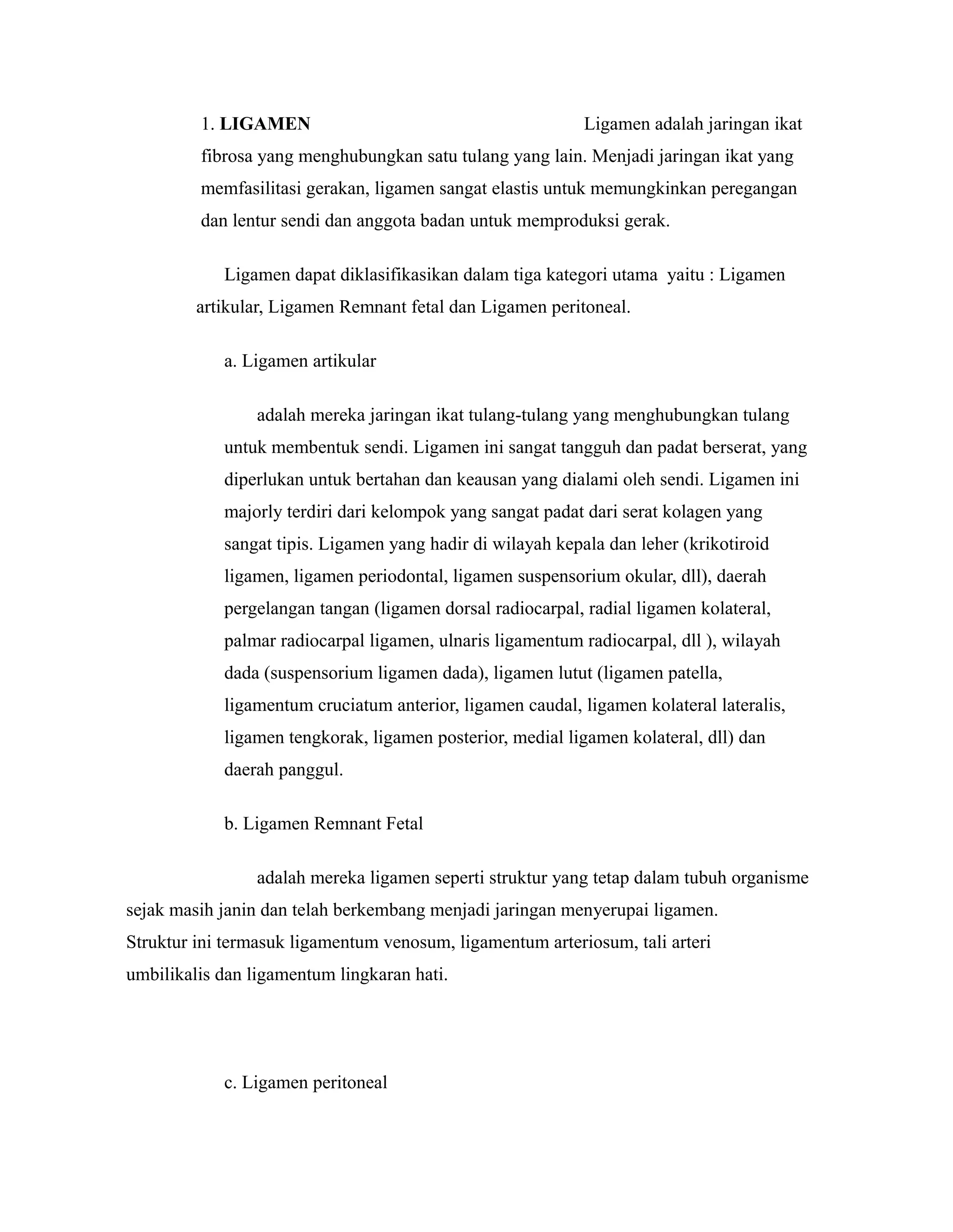 Jenis sendi, tendon, dan ligamen sistem haver | DOC