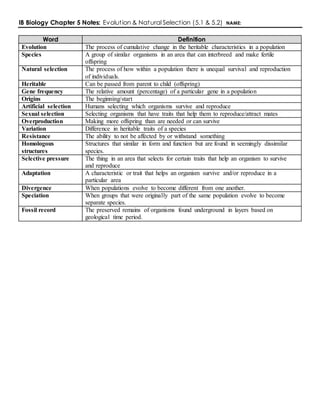 5.1 & 5.2 Notes | DOCX | Genetics | Science