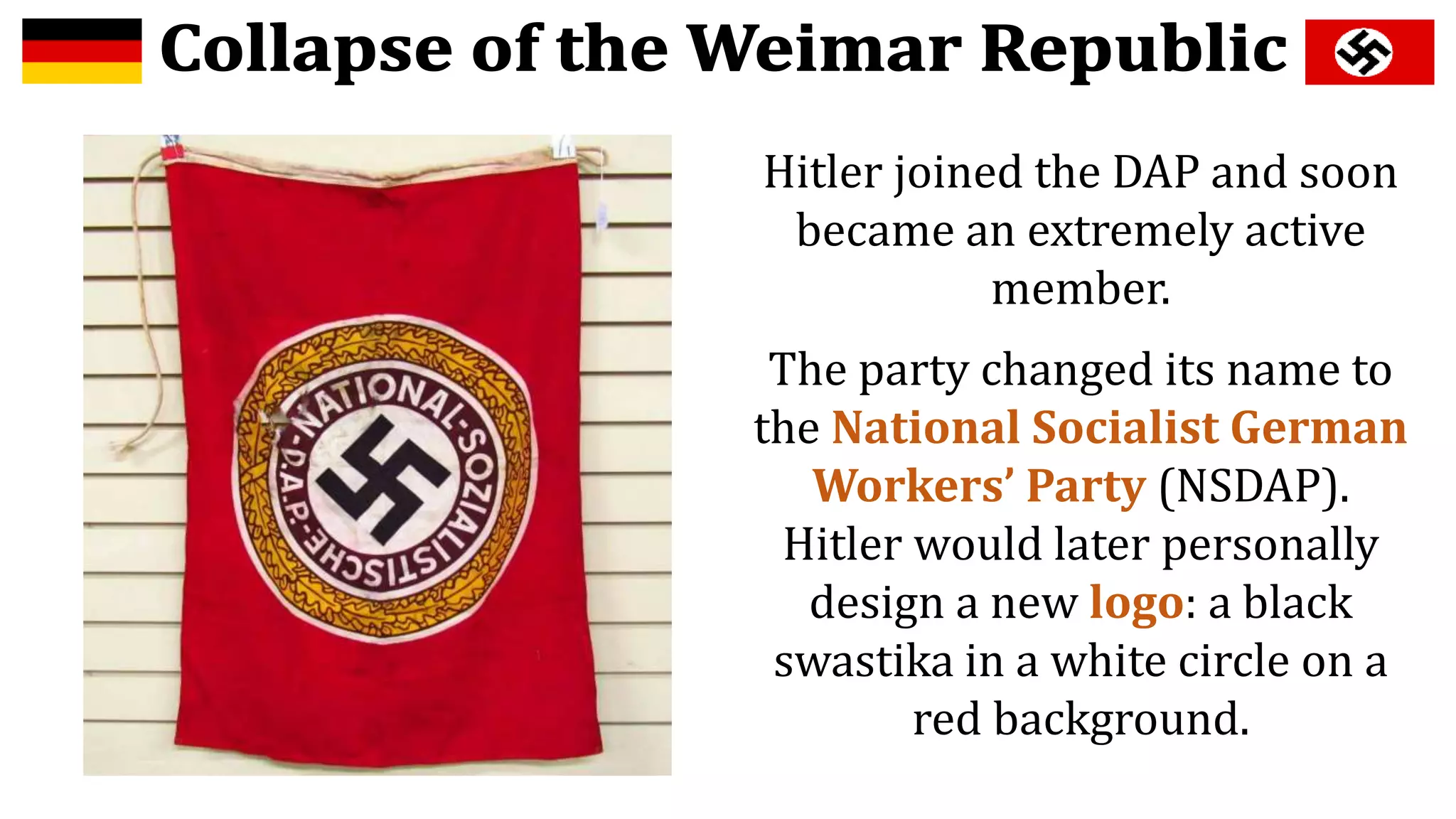 Collapse of the Weimar Republic - hitler's leadership of the nazis | PPTX