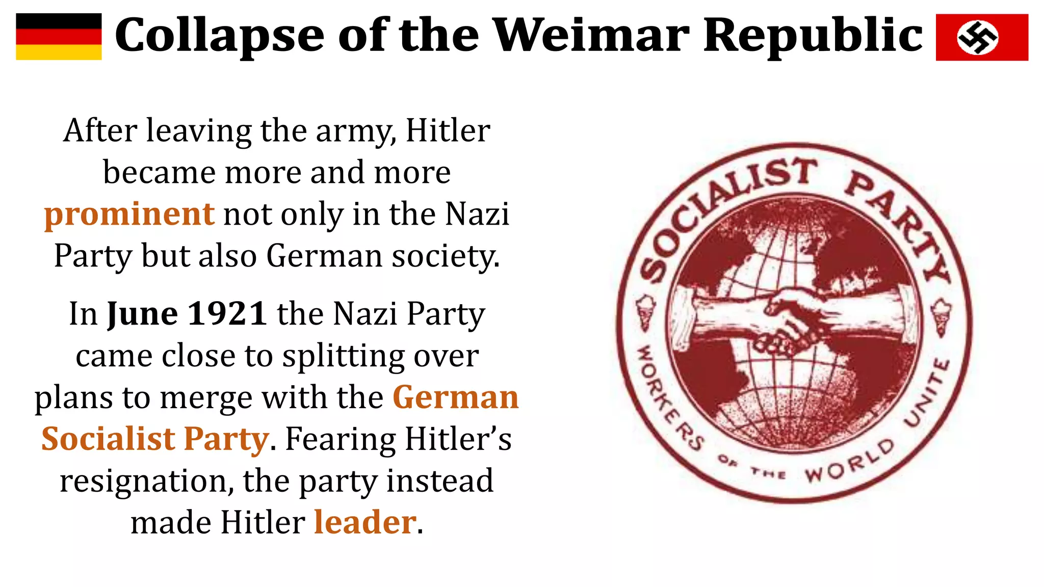 Collapse of the Weimar Republic - hitler's leadership of the nazis | PPTX
