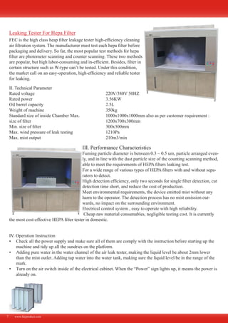 Testing/Manufacture/Hepa Filter Machine manufacutrer | PDF