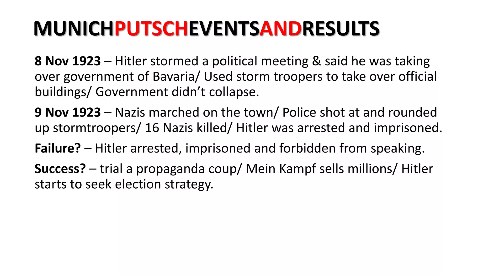 CAMBRIDGE IGCSE HISTORY REVISION 5 GERMANY AND WEIMAR REPUBLIC 1919 ...