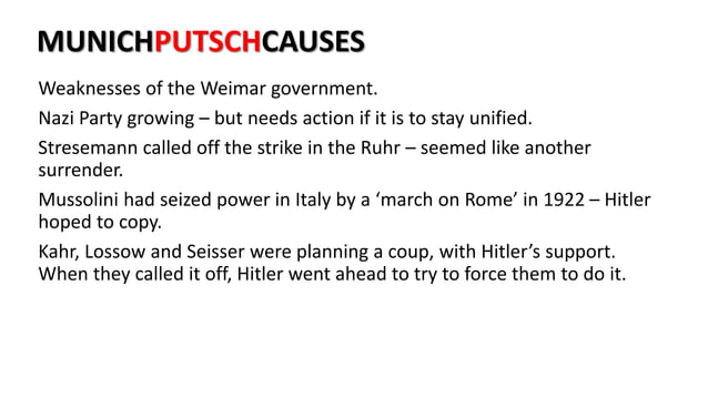 CAMBRIDGE IGCSE HISTORY REVISION 5 GERMANY AND WEIMAR REPUBLIC 1919 ...