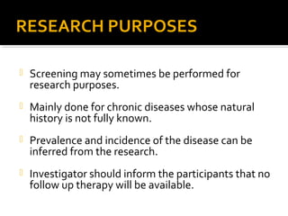 Uses of Screening | PPT