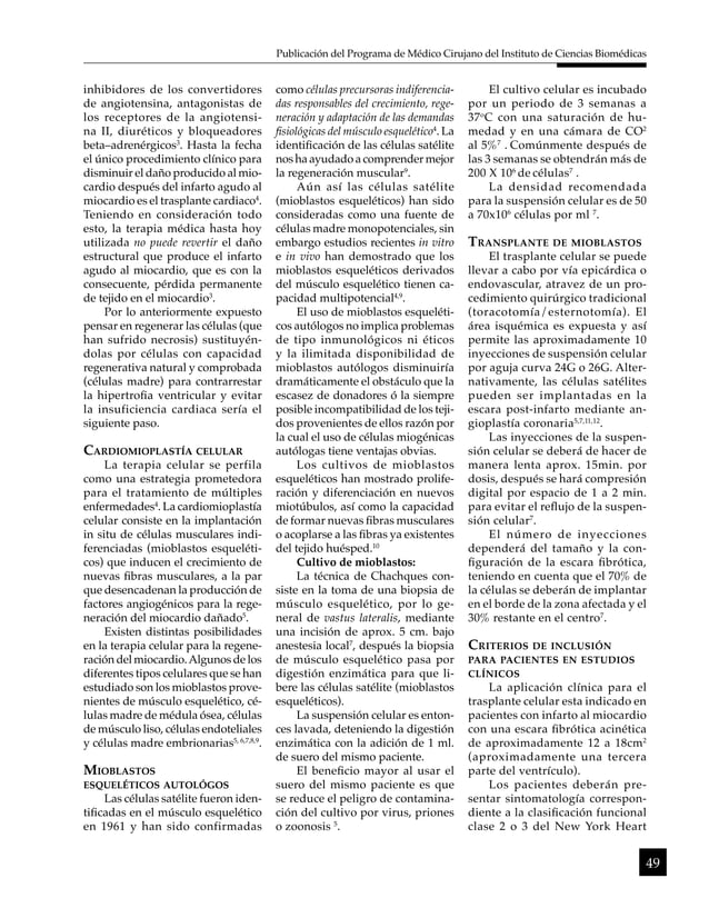 Cardiomioplastia celular: El uso de los mioblastos esqueléticos para el ...