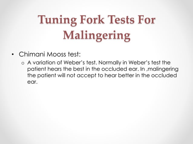 Tuning fork test | PPTX | Ear, Nose and Throat Conditions | Diseases ...