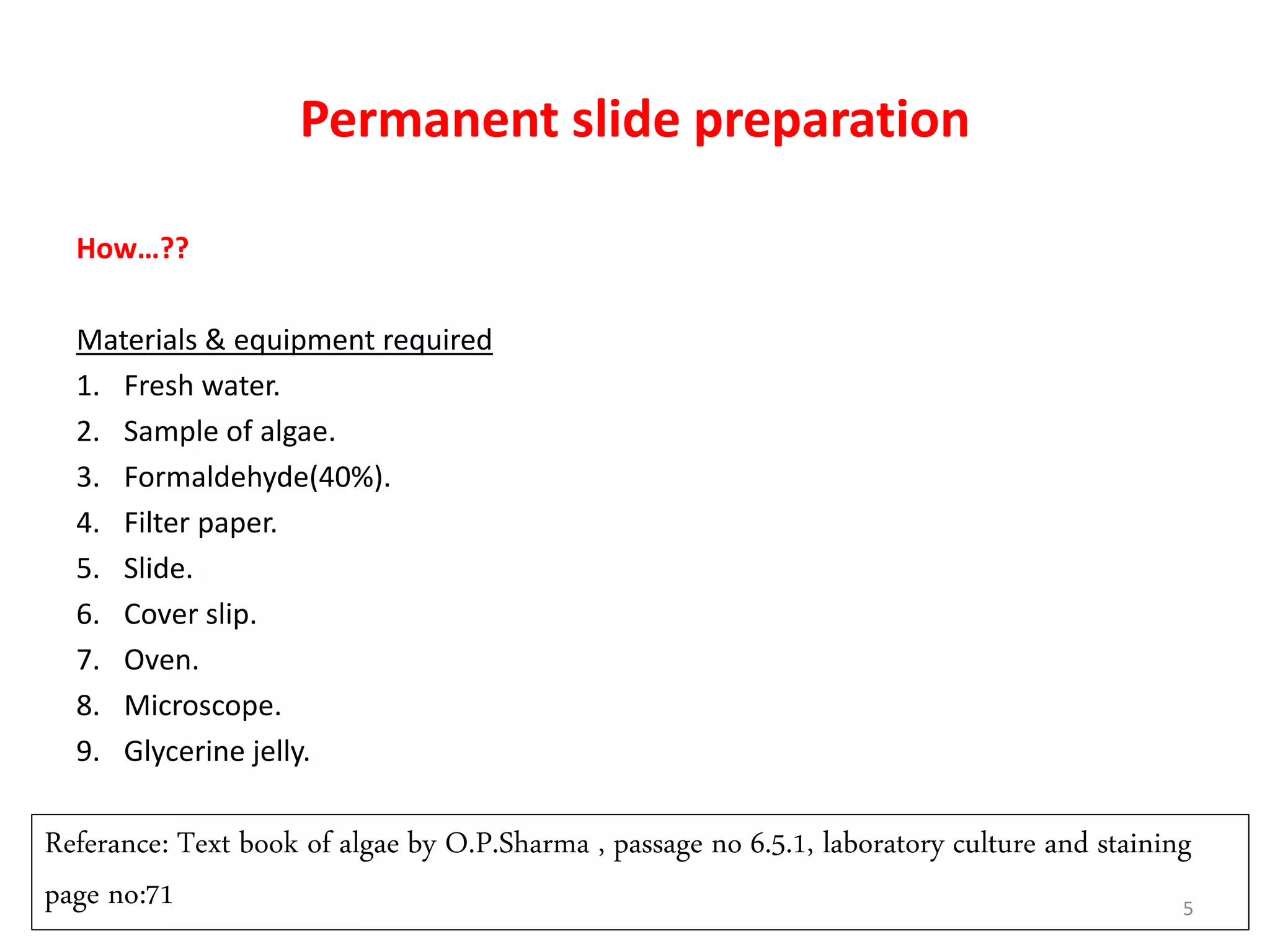 morphology of micro algae ad permanent slide preparation of micro algae ...