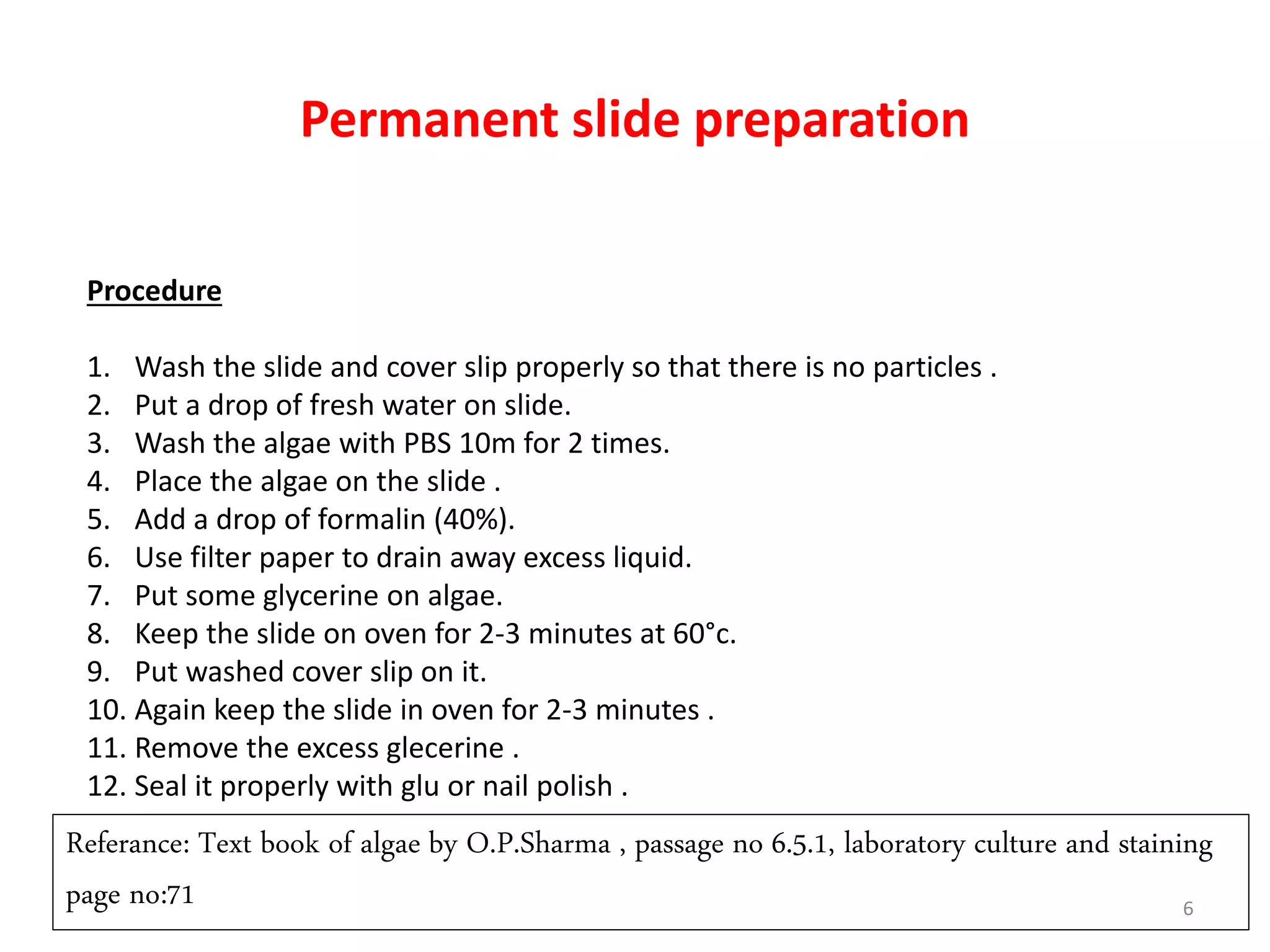 morphology of micro algae ad permanent slide preparation of micro algae ...
