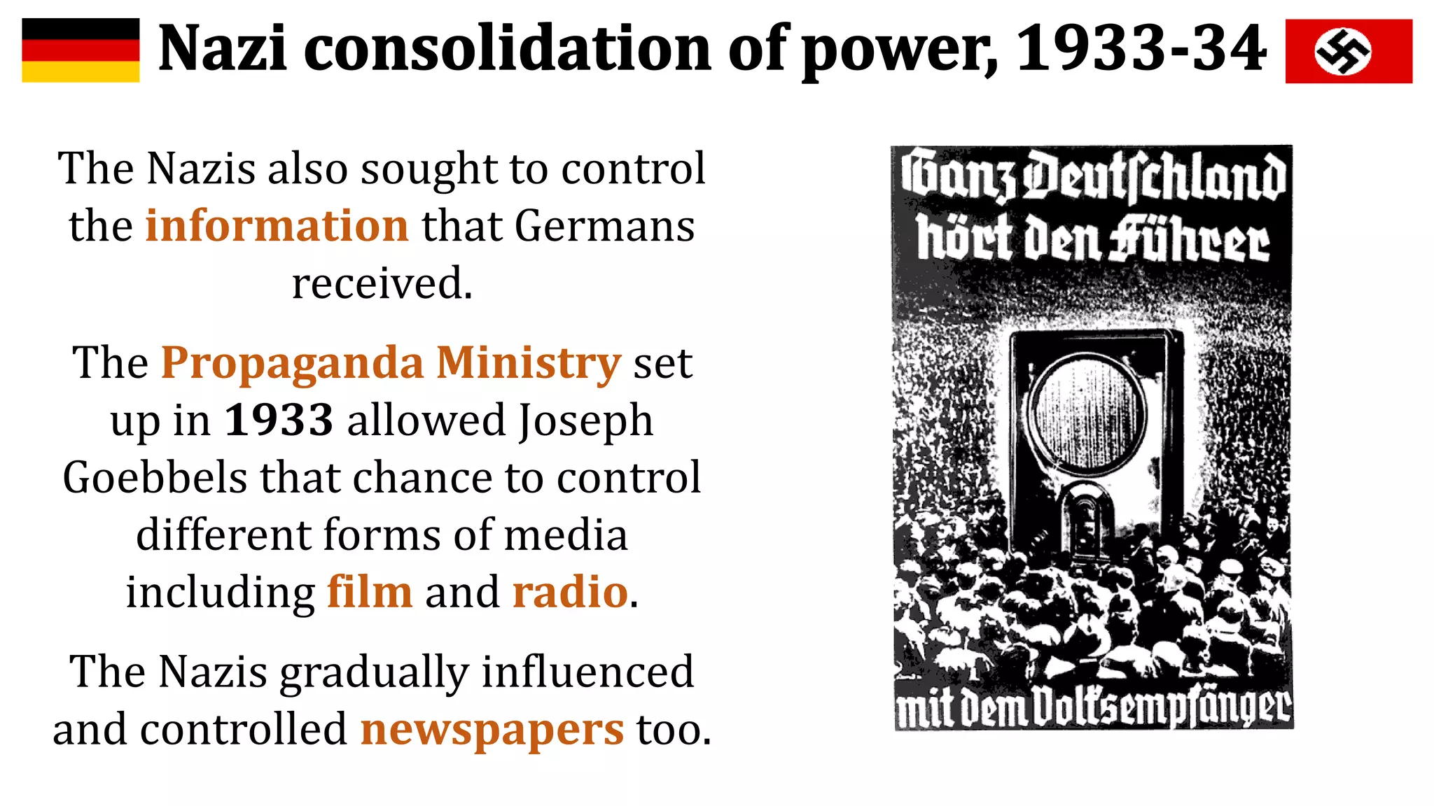 Consolidation of Nazi Power - gleichschaltung of fronts and party ...