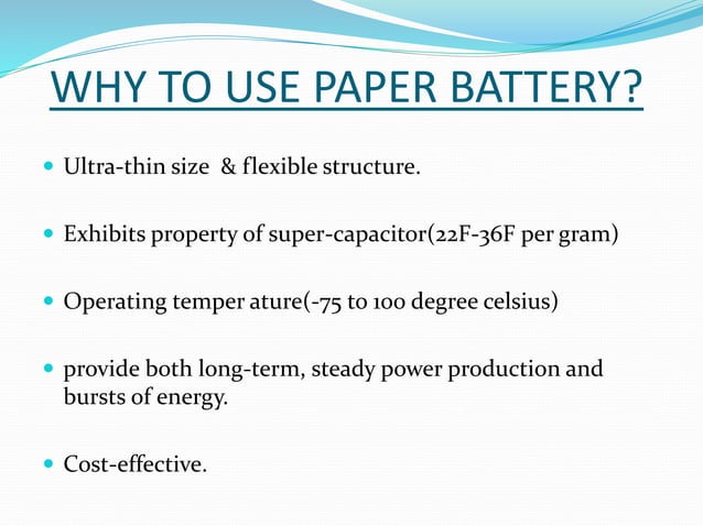5.paper battery ppt | PPTX | Chemistry | Science