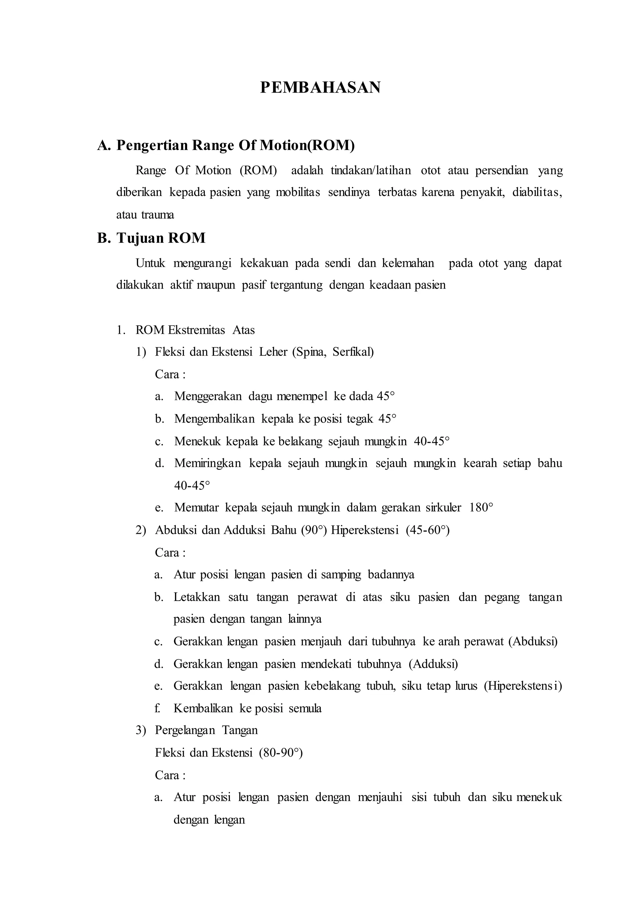 ROM dan Transport pasien | DOCX