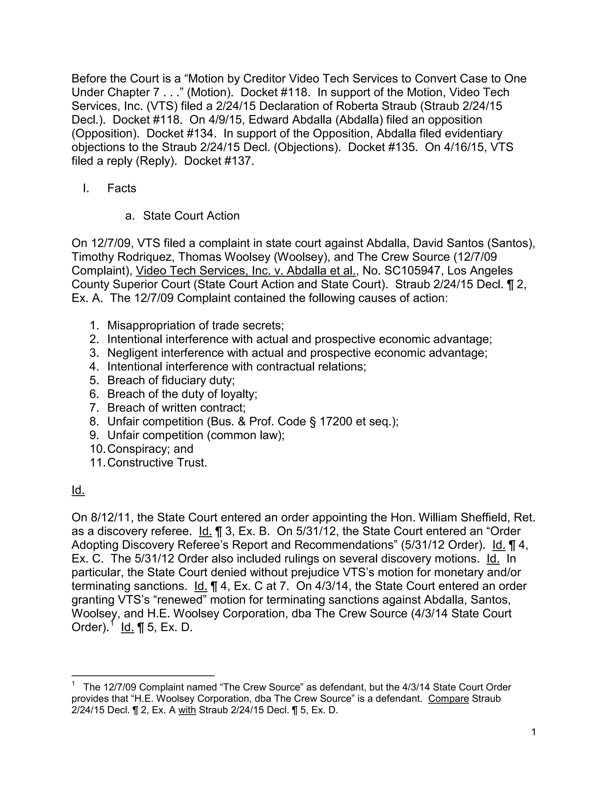 The Crew Source: abdalla motion to convert tentative ruling | PDF