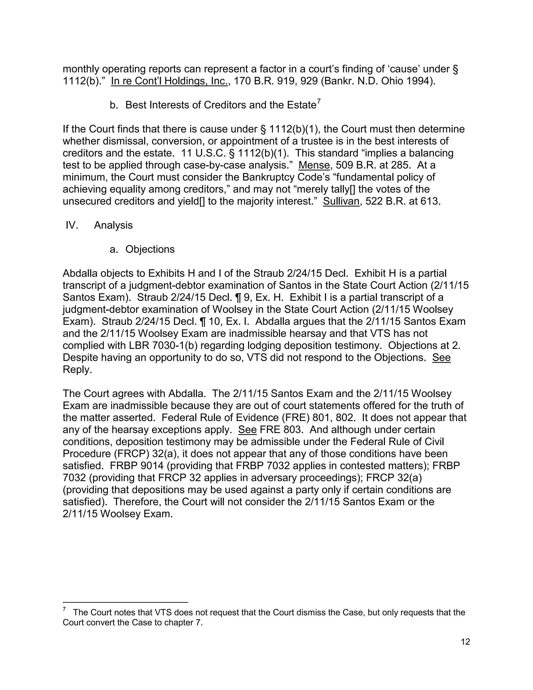 The Crew Source: abdalla motion to convert tentative ruling | PDF