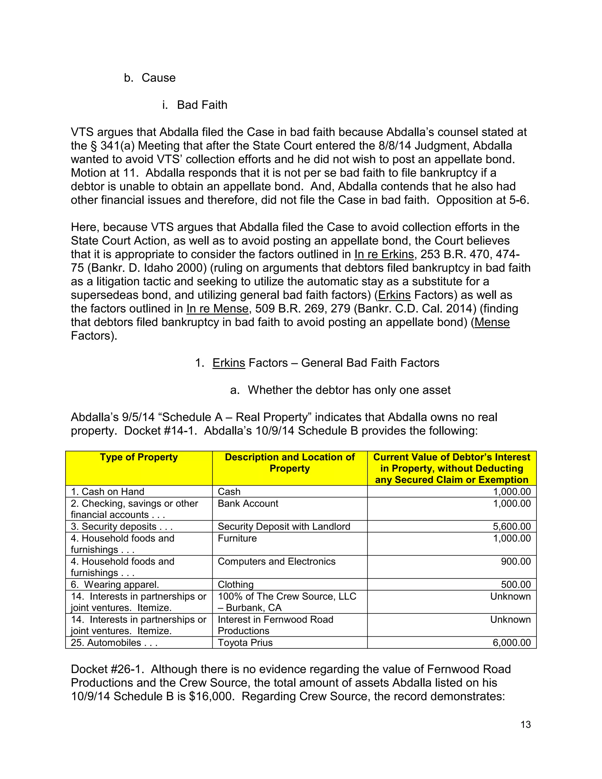 The Crew Source: abdalla motion to convert tentative ruling | PDF