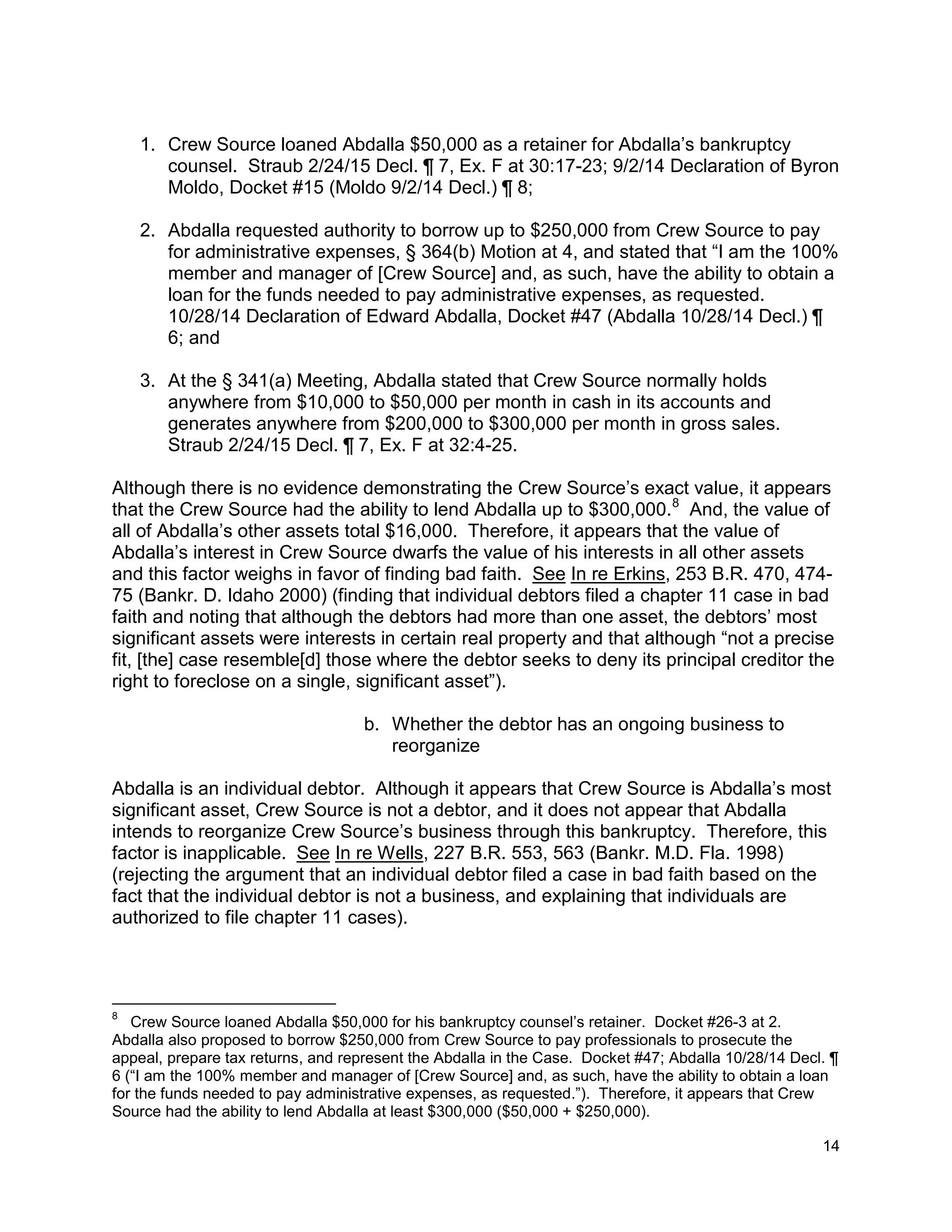 The Crew Source: abdalla motion to convert tentative ruling | PDF