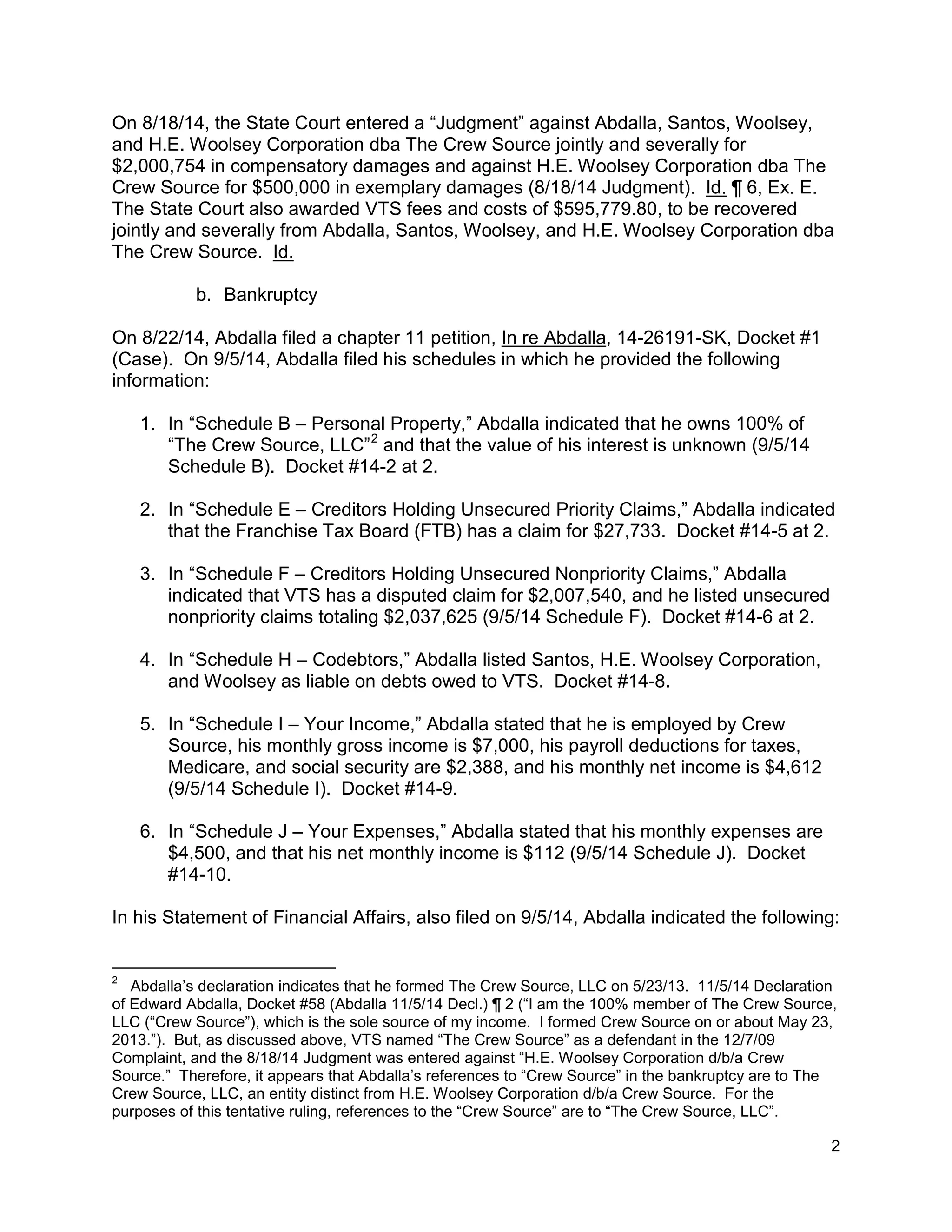 The Crew Source: abdalla motion to convert tentative ruling | PDF