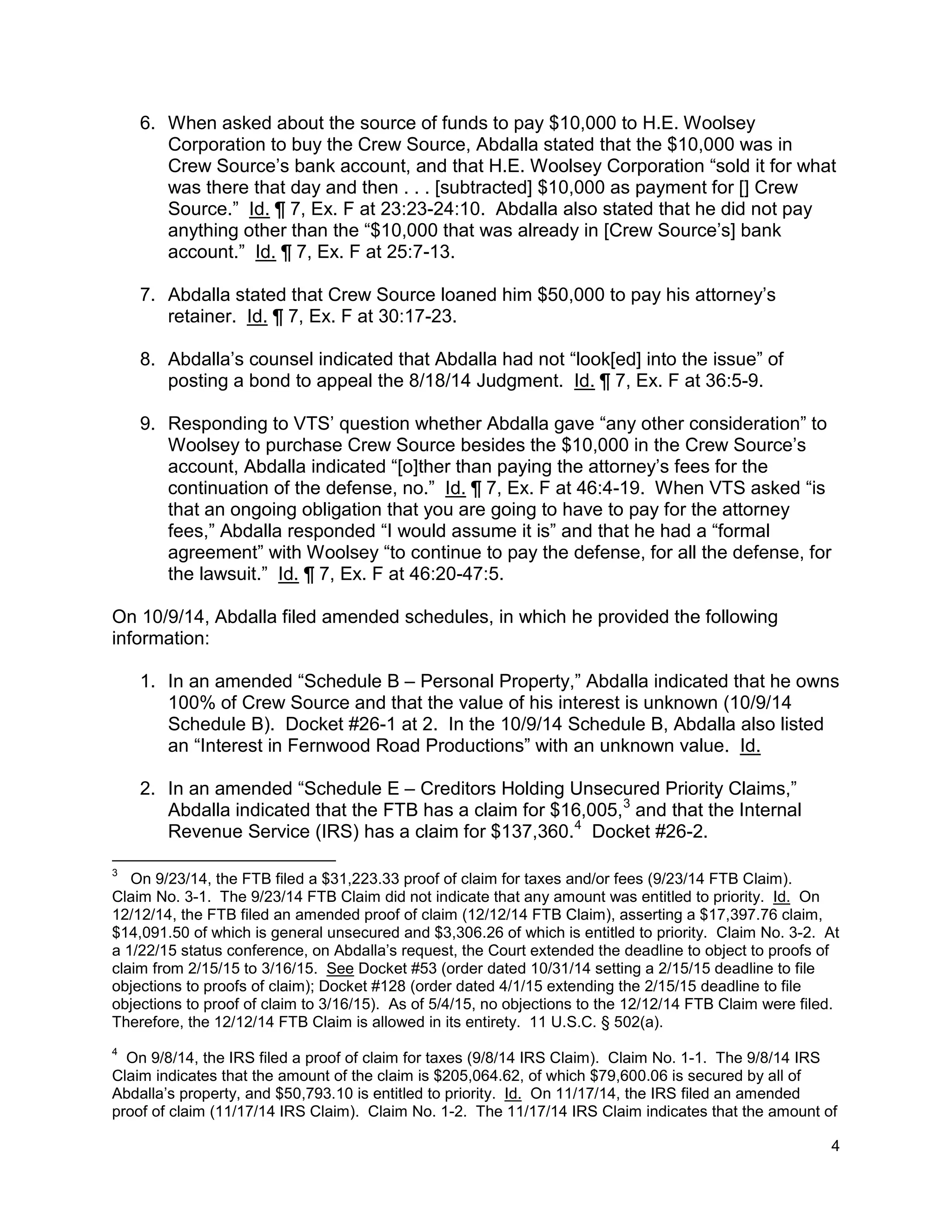 The Crew Source: abdalla motion to convert tentative ruling | PDF