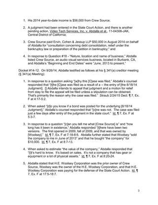 The Crew Source: abdalla motion to convert tentative ruling | PDF