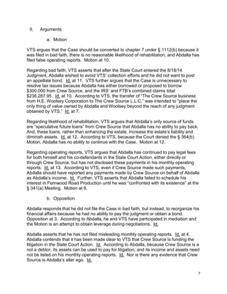 The Crew Source: abdalla motion to convert tentative ruling | PDF