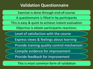 Training & Development - Validation & Implementation of Training | PPTX