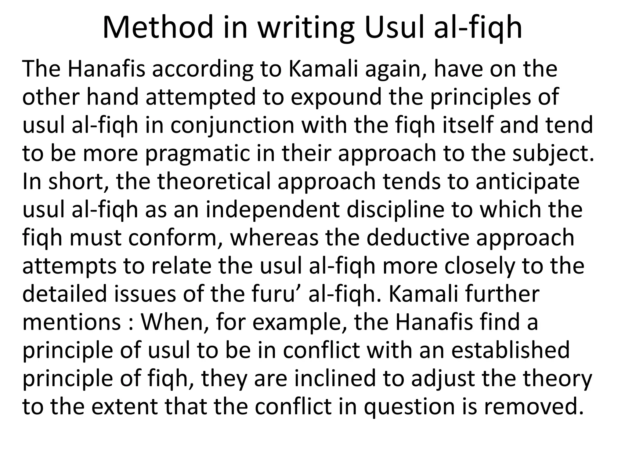 Introduction to Usul Fiqh :Method in writing Usul al fiqh | PPT