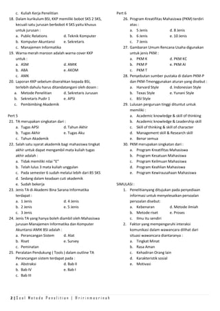 soal UTS Metode Penelitian BSI | PDF