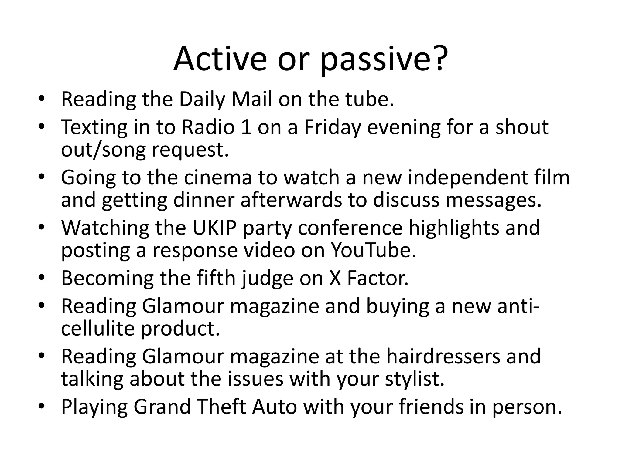 5. active and passive audiences | PPTX