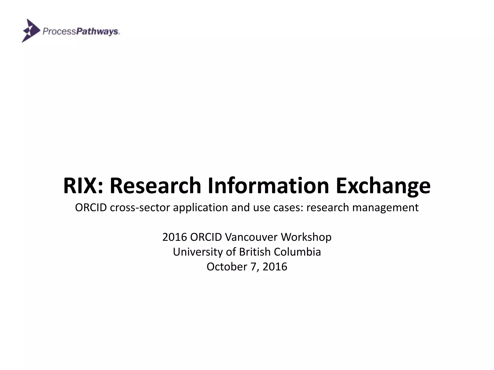ROMEO Process Pathways: ORCID integration (Gord MacDonald) | PPTX