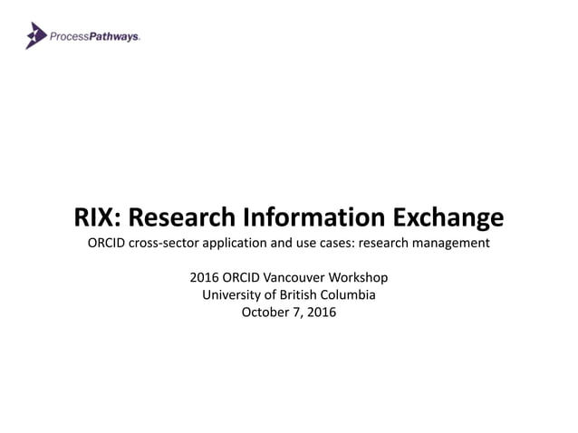ROMEO Process Pathways: ORCID integration (Gord MacDonald) | PPT