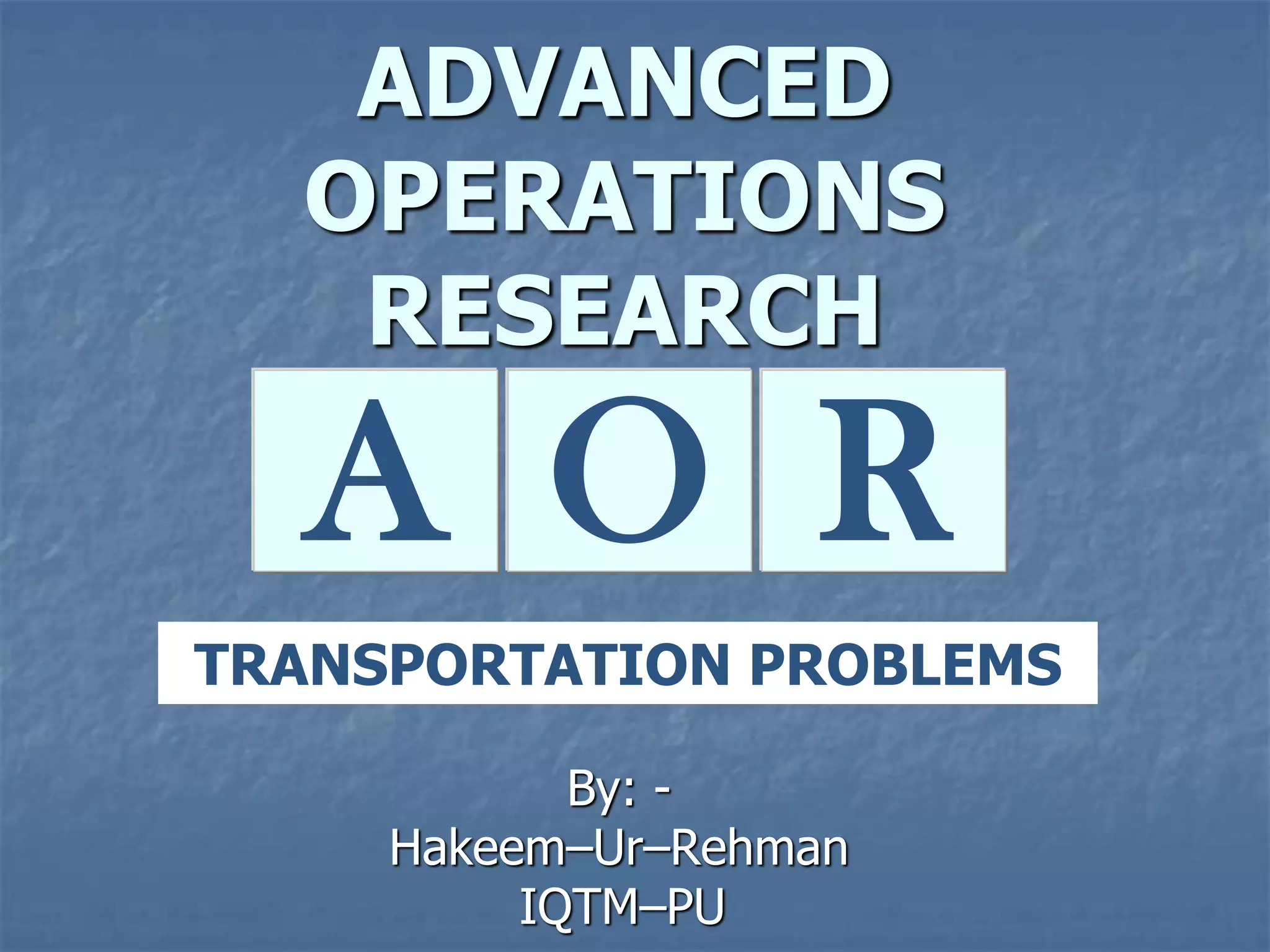 5. transportation problems | PDF