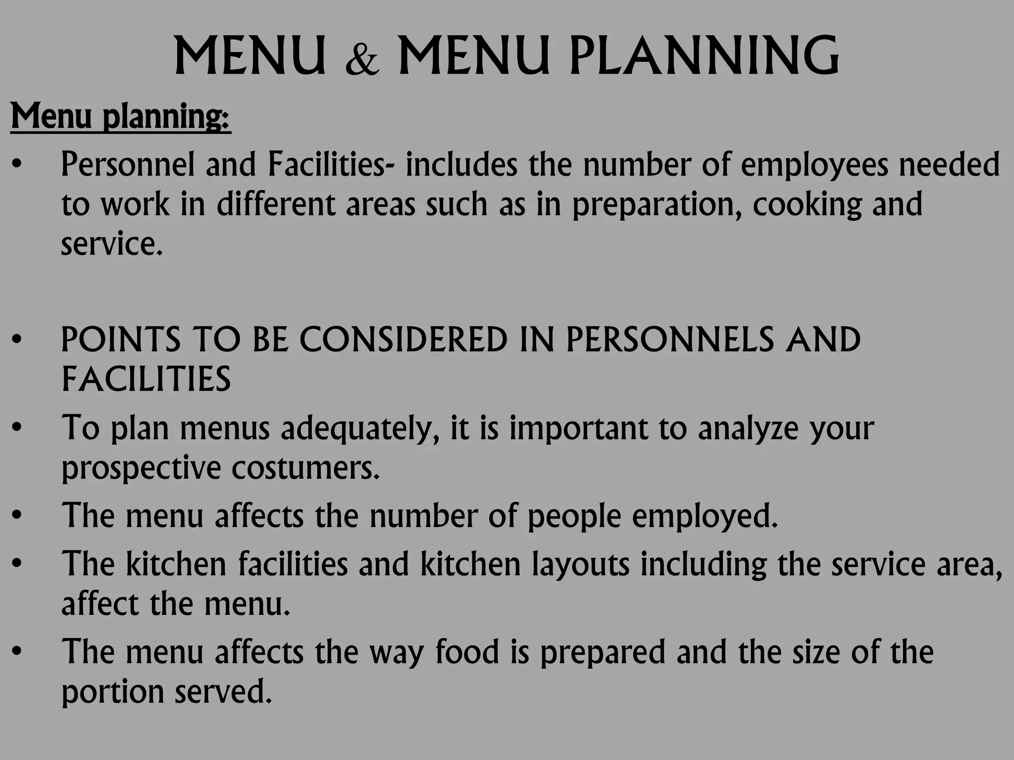 Menu, its types and menu planning | PPTX