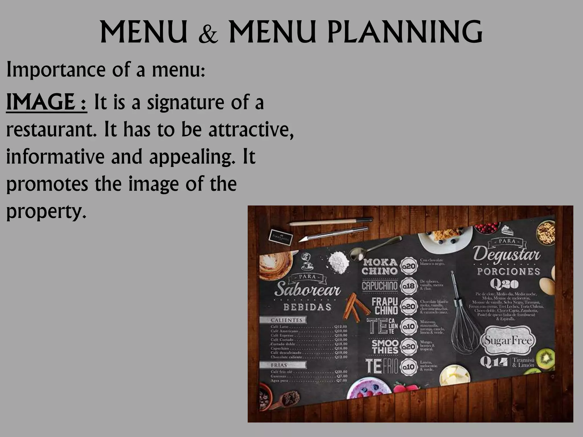 Menu, its types and menu planning | PPTX