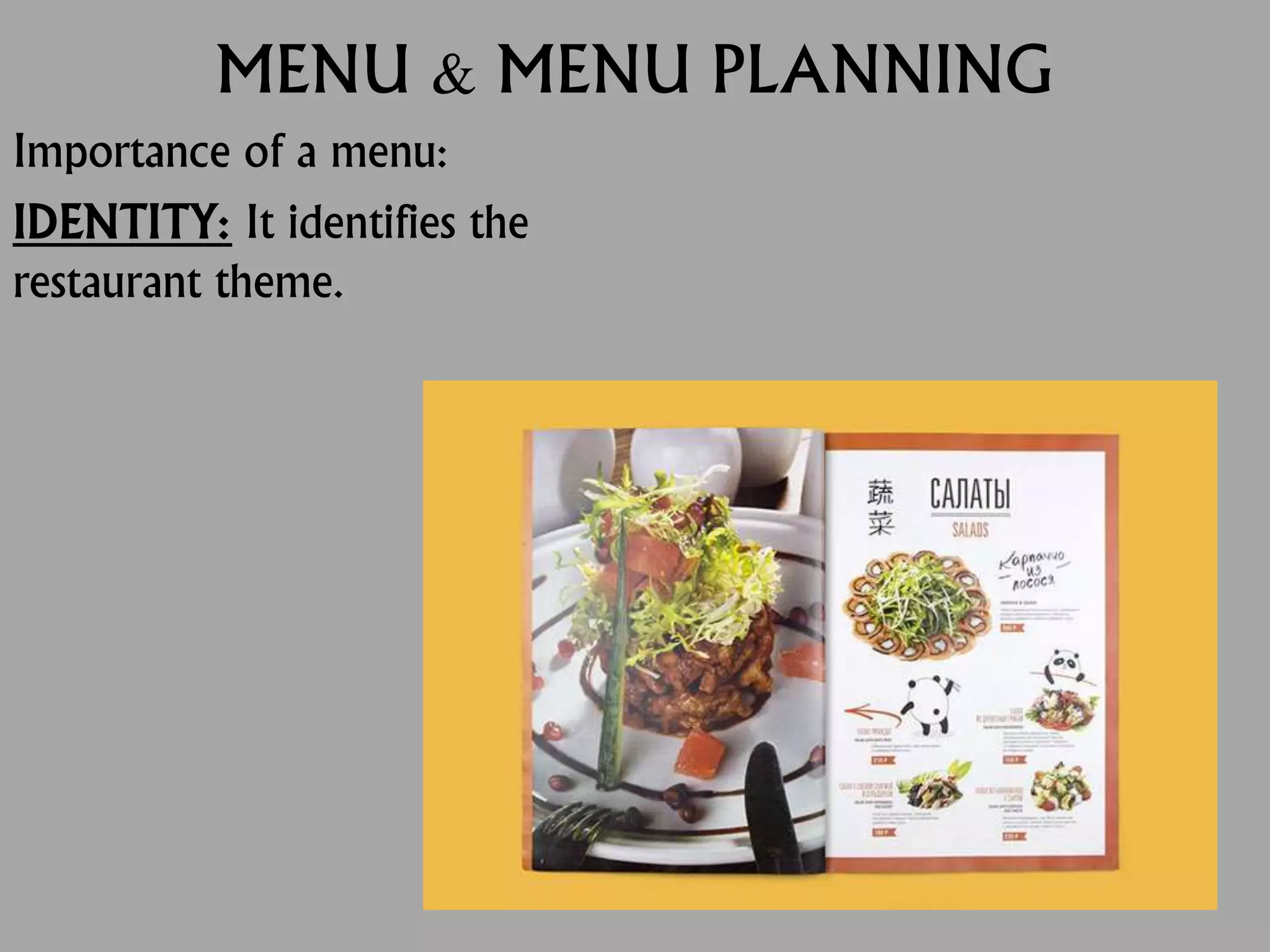 Menu, its types and menu planning | PPTX
