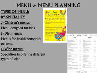 Menu, its types and menu planning | PPTX