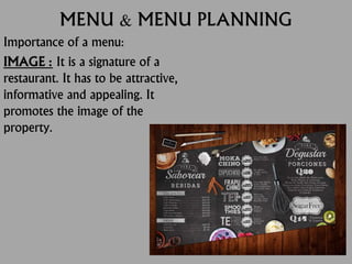 Menu, its types and menu planning | PPTX