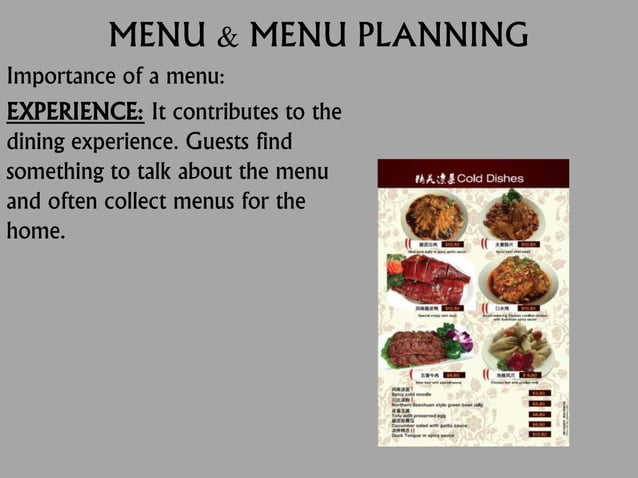 Menu, its types and menu planning | PPTX | Bars & Restaurants | Attractions