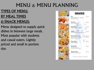 Main Types Of Menus