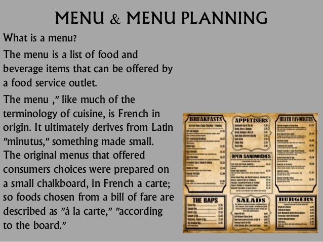 Menu Its Types And Menu Planning Menu Its Types And Menu Planning