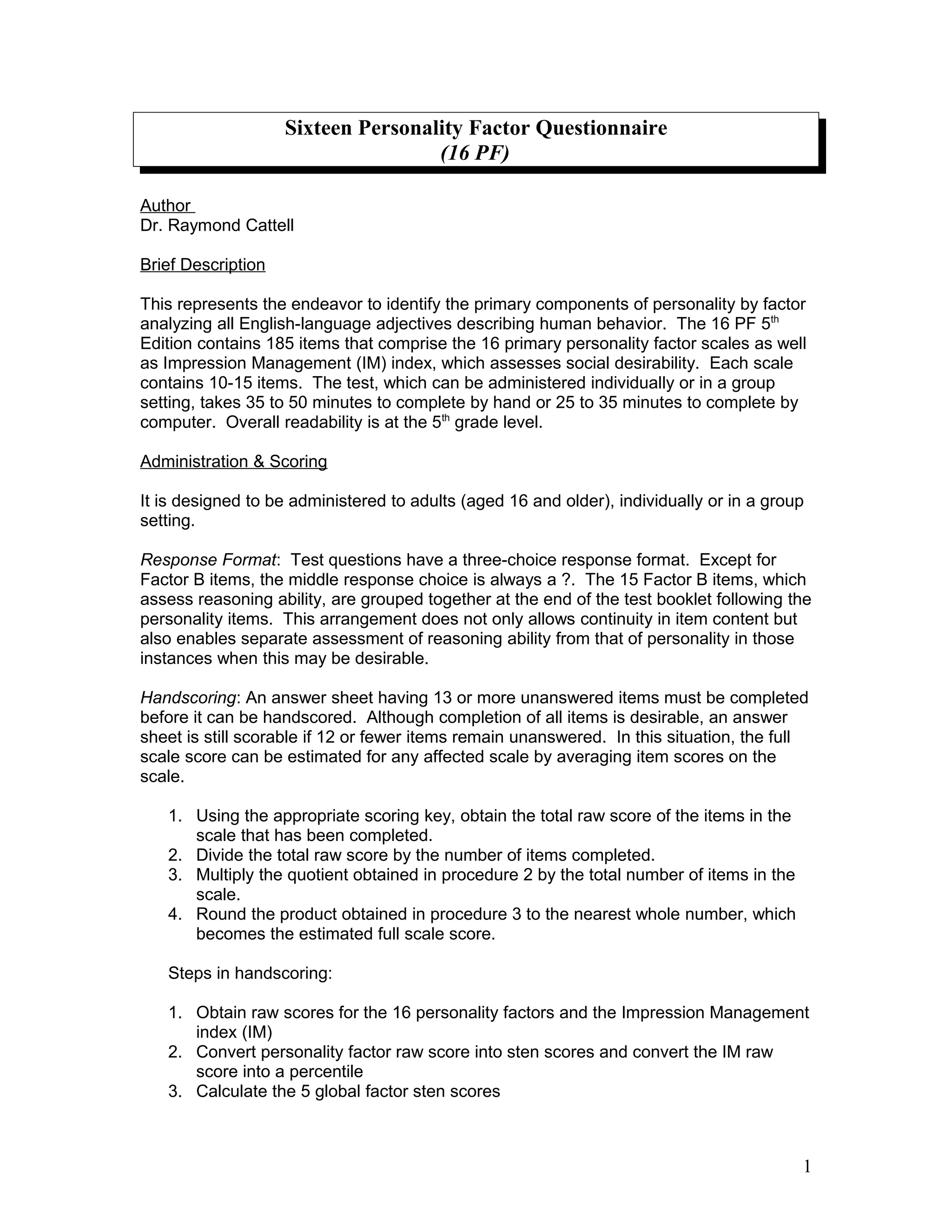 5. 16 pf 5th ed.revised ho | DOC