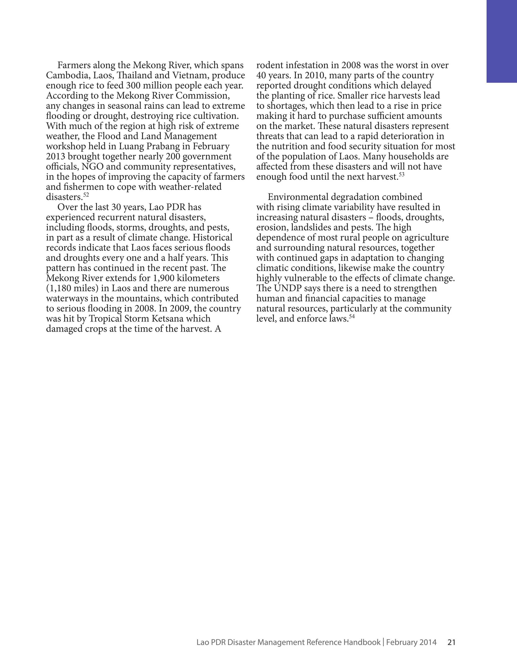 Lao pdr disaster management reference handbook | PDF