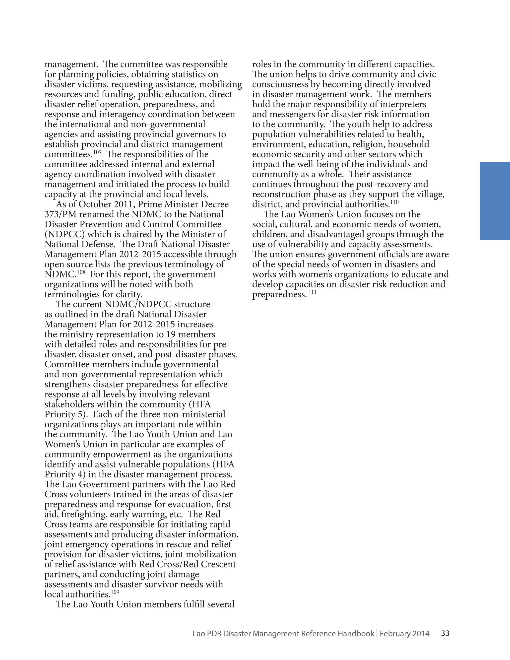 Lao pdr disaster management reference handbook | PDF